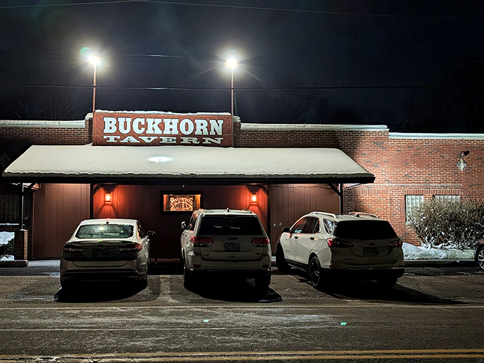 The unassuming brick exterior of Buckhorn Tavern stands as a beacon for meat lovers, promising delicious treasures within rather than architectural showmanship.