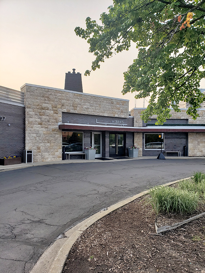 Weber's stone facade stands like a culinary lighthouse on Jackson Road, beckoning hungry travelers with promises of prime rib perfection ahead.