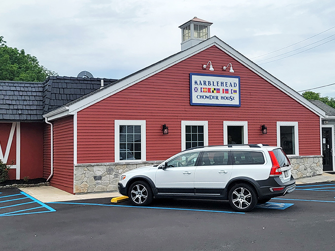 The iconic red clapboard exterior of Marblehead Chowder House stands out like a New England lighthouse beckoning seafood lovers to the Pennsylvania shore.