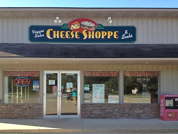 The unassuming exterior of the Cheese Shoppe in Apple Creek stands like a beacon of sandwich hope along the rural Ohio roadway.