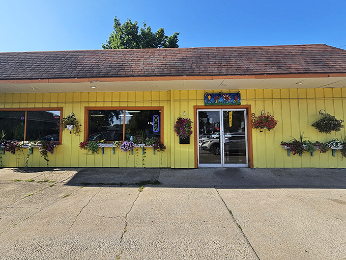 That sunshine-yellow exterior isn't just eye-catching&mdash;it's a promise of the warmth waiting inside. Like a beacon of breakfast hope on a cloudy Indiana morning.