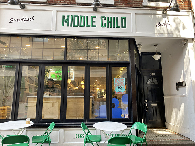 The charming storefront of Middle Child beckons with its crisp white facade and bold green lettering&mdash;Philadelphia's sandwich paradise hiding in plain sight.