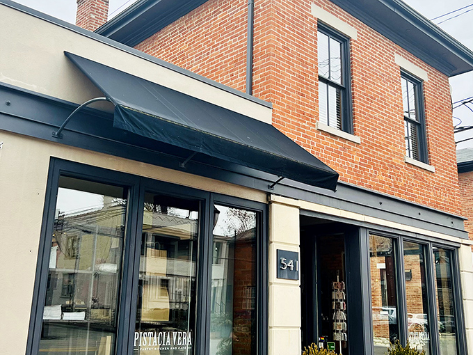 The charming brick exterior of Pistacia Vera stands like a sentry guarding delicious secrets within its German Village location.