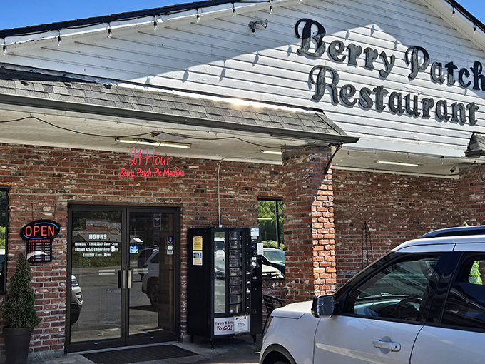The brick-and-white facade of Berry Patch Restaurant stands like a humble guardian of culinary treasures. Oregon's coastal hidden gem beckons hungry travelers with unpretentious charm.