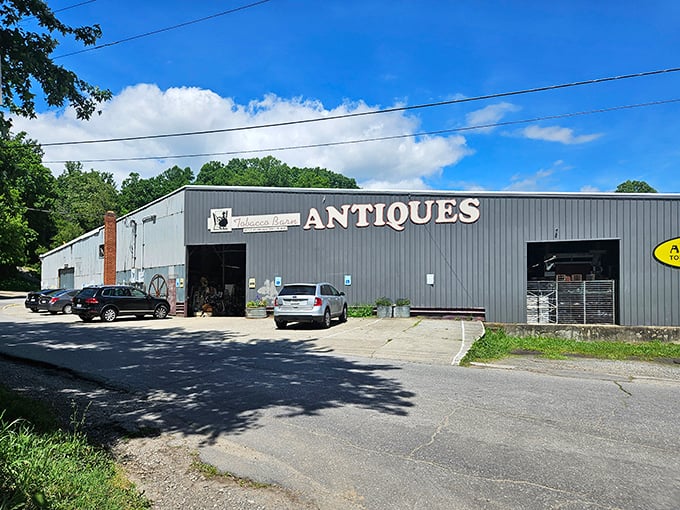 The unassuming exterior of Antique Tobacco Barn belies the wonderland of treasures waiting inside. Adventure begins here!