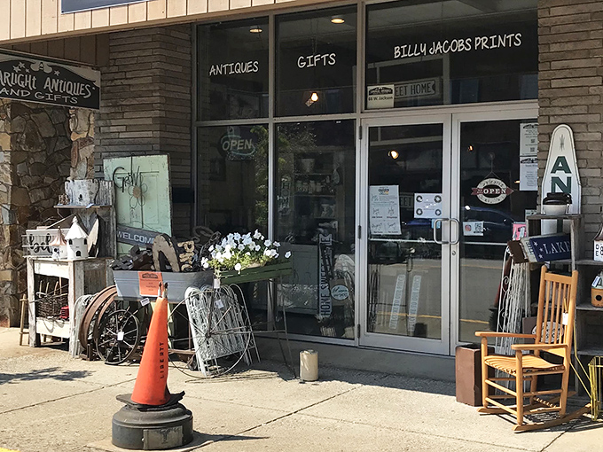 The unassuming storefront of Starlight Antiques beckons with promises of treasures within. That rocking chair on the sidewalk isn't just decoration&mdash;it's an invitation to slow down.