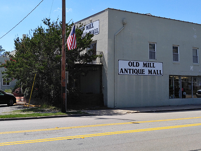 The unassuming exterior of Old Mill Antique Mall hides a universe of treasures within. Like a time-travel portal disguised as a brick building in West Columbia.
