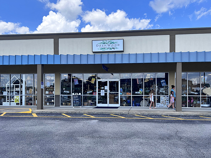 The unassuming storefront that houses a universe of vintage treasures. Like finding a portal to the past hiding in plain sight.