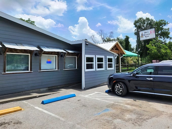 Blue-gray siding and a modest exterior hide the culinary treasures within. Like finding a diamond in the Texas rough.