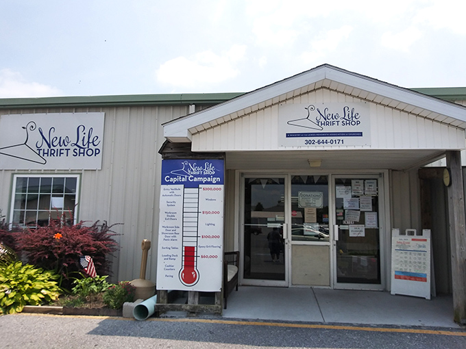The unassuming exterior of New Life Thrift Shop hides a wonderland of treasures waiting to be discovered by savvy Delaware bargain hunters.