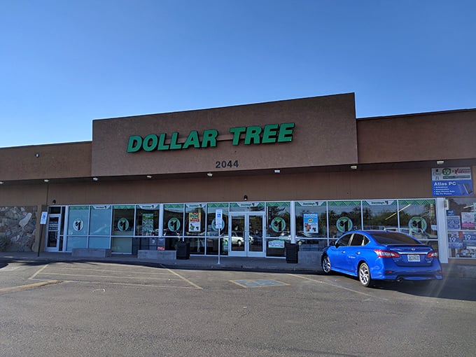 The iconic green Dollar Tree sign beckons like a desert oasis for bargain hunters across Phoenix. Budget paradise awaits!