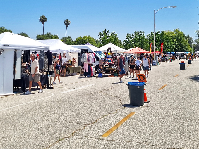 Under the California sun, treasure hunters navigate a maze of white tents, each one promising discoveries that big-box stores could never deliver.