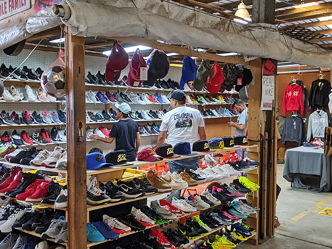 Weekend warriors converge on this retail wonderland where "Fri, Sat, Sun 8-4" promises endless treasure hunting adventures.