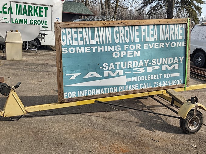 The market's vintage sign promises "Something for Everyone" &ndash; a modest understatement for what awaits treasure hunters every weekend.
