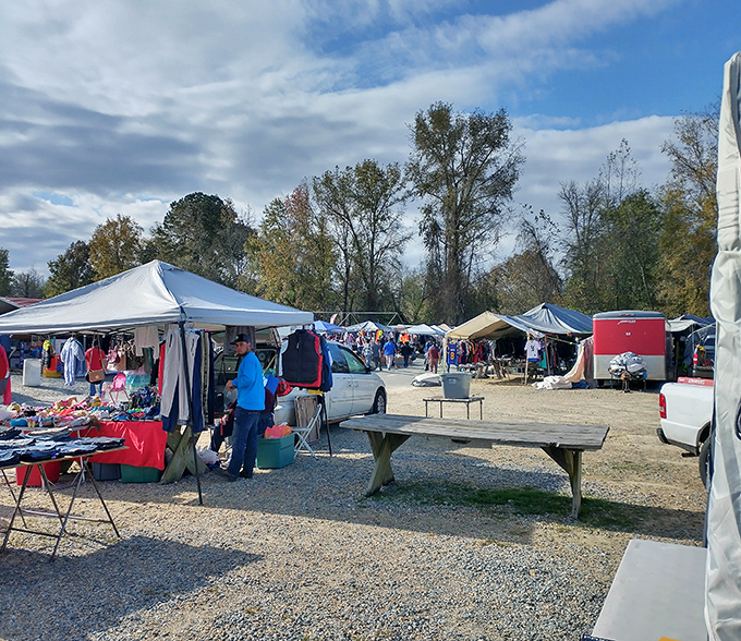 Weekend warriors navigate a sea of pop-up tents at Brightleaf, where one person's castoffs become another's conversation pieces.