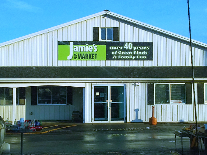 The unassuming facade of Jamie's Flea Market belies the treasure trove within. Like a Midwestern Narnia, this white building has been transporting Ohioans to wonderland for over four decades.