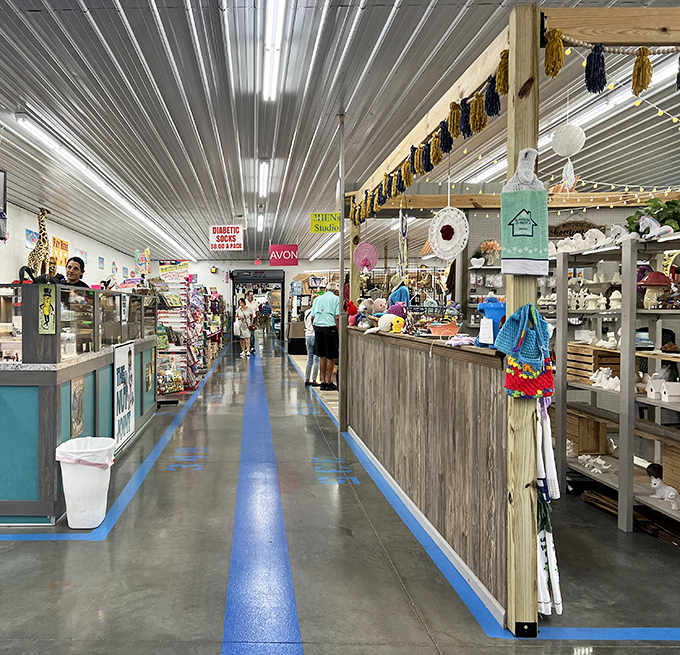 Blue lines on concrete floors aren't just for navigation&mdash;they're treasure maps leading to your next "why didn't I buy that?" moment.