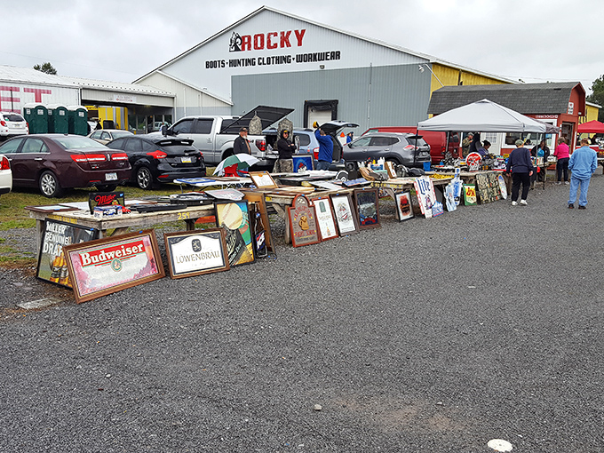 The Rocky sign welcomes treasure hunters to Leighty's, where vintage beer signs and framed memorabilia await their forever homes.