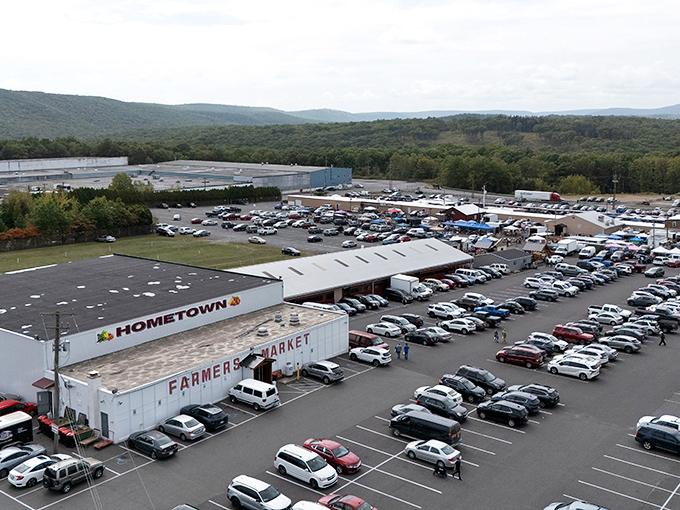 From this aerial view, Hometown Farmers Market looks deceptively calm&mdash;like the opening scene before the treasure-hunting adventure begins.