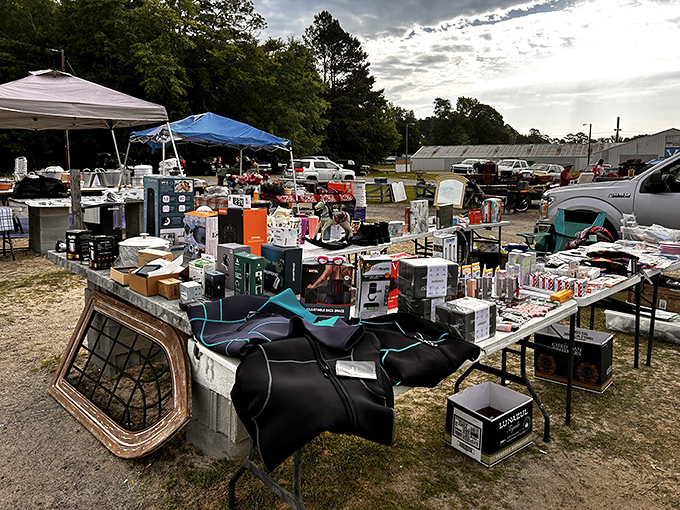 Electronics, furniture, and who-knows-what-else await discovery. This vendor's tables showcase the beautiful chaos that makes flea markets the ultimate adventure.
