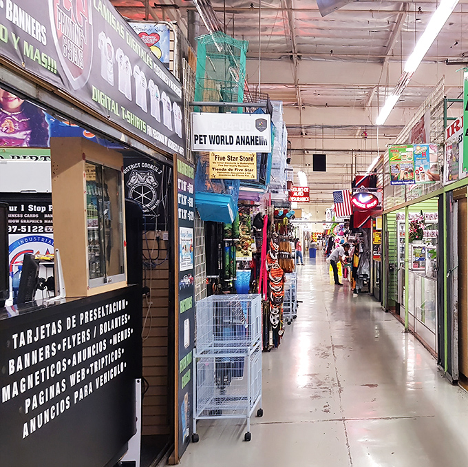 Endless corridors of possibility await as you navigate Anaheim Marketplace's labyrinth of diverse vendors and unexpected treasures.