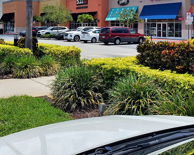 The Loop's meticulously landscaped exterior isn't just pretty&mdash;it's the first sign you've entered a shopping oasis where your wallet can actually relax.