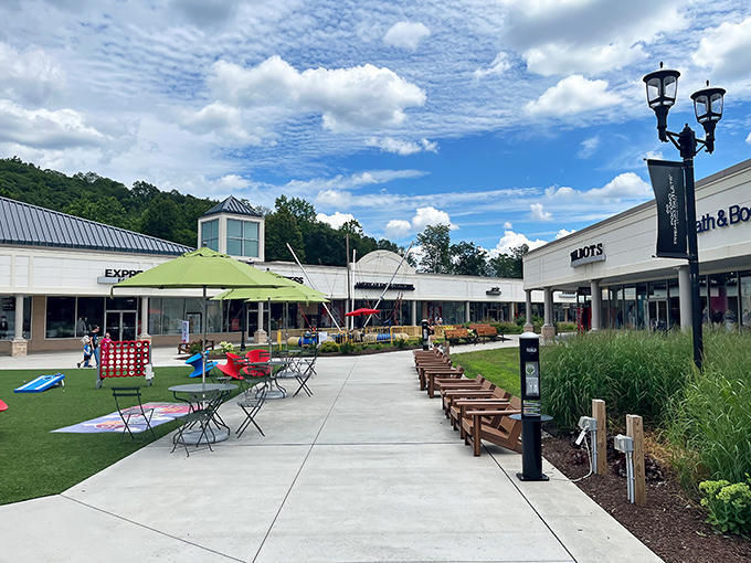 Blue skies and bargains await at Pocono Premium Outlets, where the outdoor layout lets you shop while enjoying mountain air and sunshine.