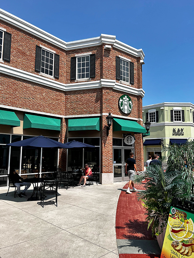 The architectural charm of Tanger Outlets blends brick facades with Southern elegance, creating a shopping experience that feels more Main Street than mall.