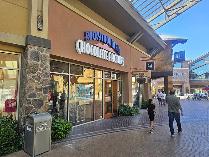 Rocky Mountain Chocolate Factory beckons shoppers with sweet temptations&mdash;the perfect reward after a successful bargain hunt at Traverse Mountain.