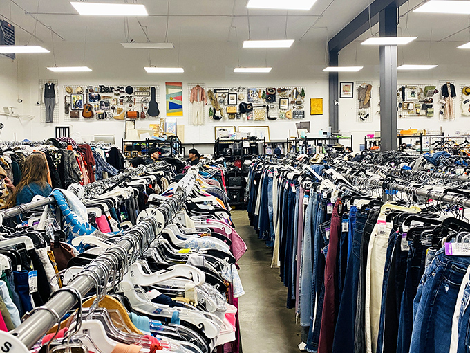 Possibility stretch before you—each hanger a question mark, each garment a story waiting to be continued.