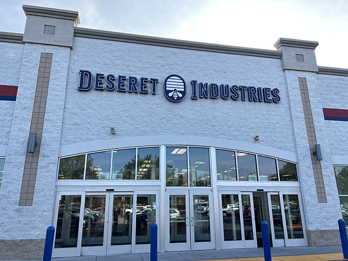 The bright, white fa&ccedil;ade of Deseret Industries rises with simple pride, its bold lettering and glass doors inviting bargain hunters to step inside and uncover hidden gems at thrift-store prices.