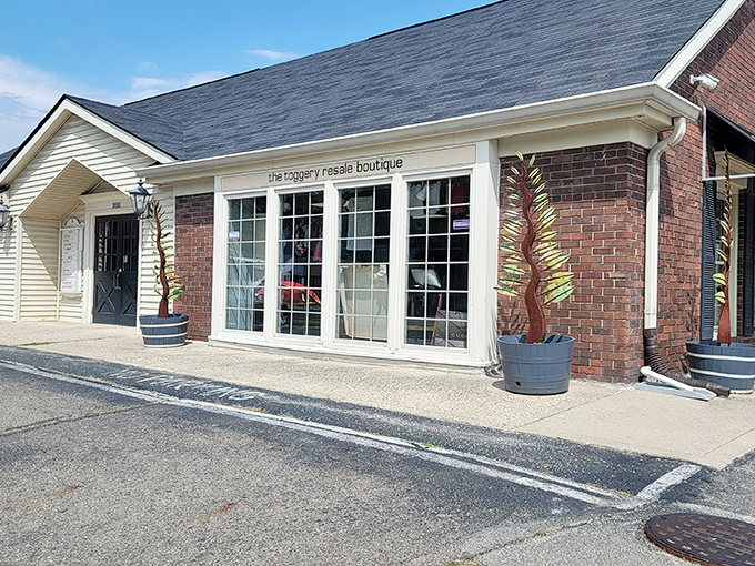 The unassuming brick exterior of The Toggery hides a treasure trove within, like finding a secret passage to fashion nirvana in suburban Indianapolis.