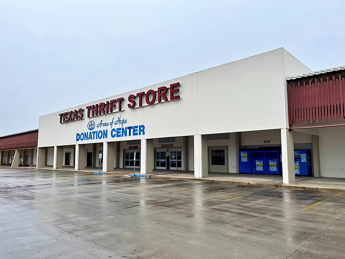 The unassuming exterior of Texas Thrift Ingram beckons with the promise of hidden treasures within. Like a secondhand Narnia, it's bigger on the inside.