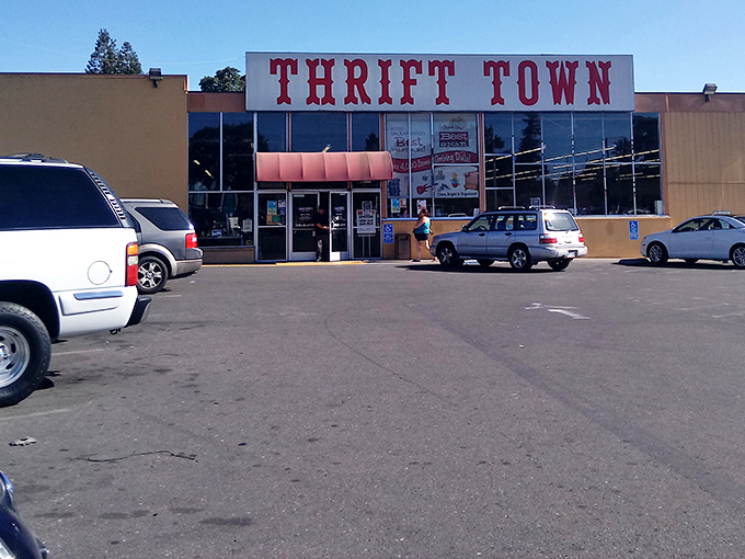 The bold red lettering welcomes treasure hunters to Sacramento's most legendary secondhand shopping destination.