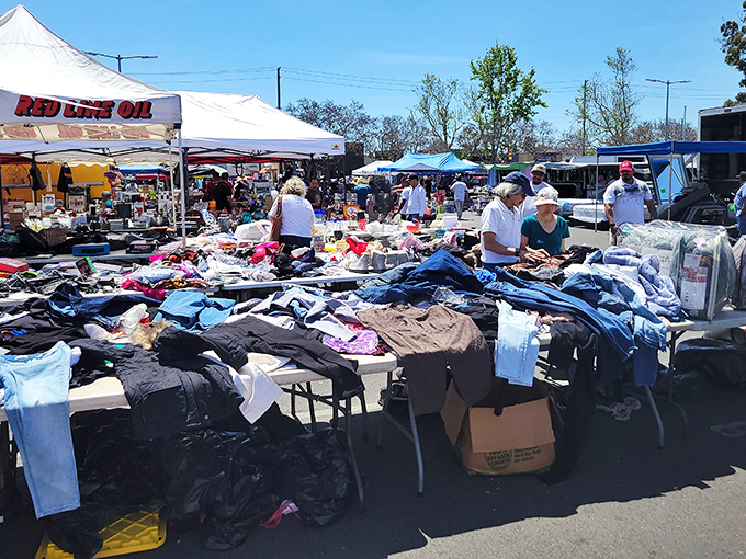 A sea of denim and treasures, where every table hides a story worth finding.