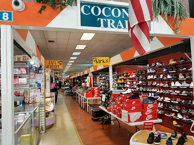 The glass doors beckon like portals to a treasure hunter's paradise where bargains await discovery.