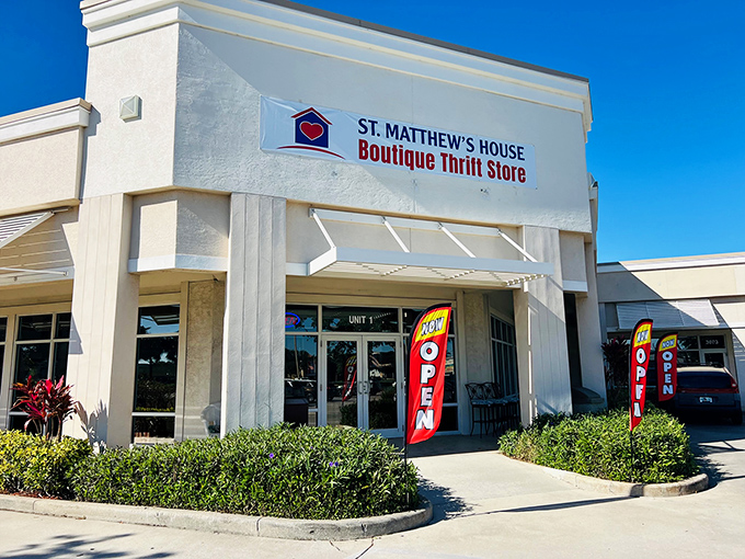 The unassuming exterior hides a treasure trove within&mdash;like finding a Michelin-starred restaurant in a strip mall. Thrifting paradise awaits!