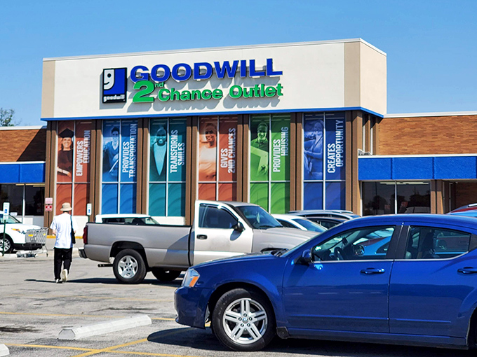 Sunlight glints off the storefront where savvy shoppers arrive with empty trunks and leave with carloads of treasures.