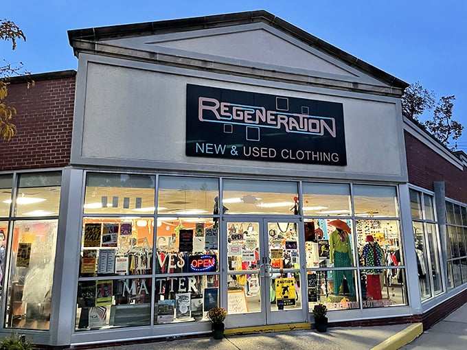 The storefront beckons like a fashion time machine, its large windows offering glimpses of colorful treasures waiting to be discovered inside.