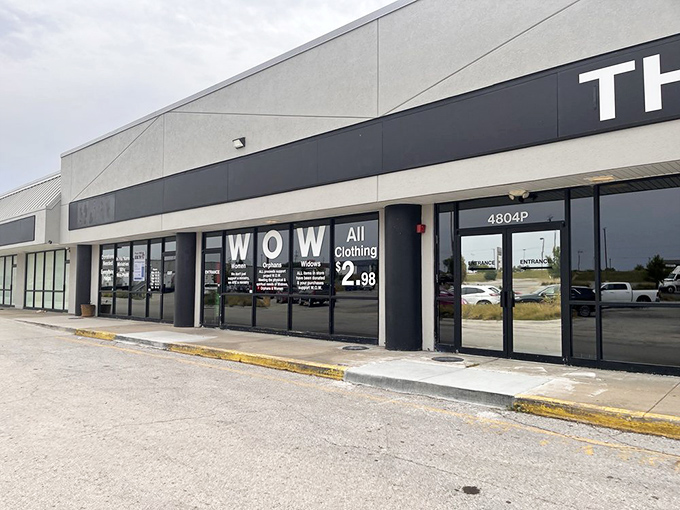 The unassuming exterior of Frugal's Family Thrift Store&mdash;proof that treasure hunting doesn't require a fancy facade, just a keen eye and comfortable walking shoes.