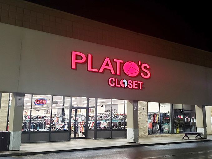 The bright red signage beckons like a fashion lighthouse guiding style-seekers to safe harbor. No wallet drowning required at this Rochester treasure.