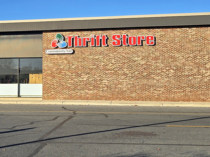 The brick facade of CommunityAid stands like a fortress of frugality, promising treasure hunts that'll make your wallet breathe a sigh of relief.