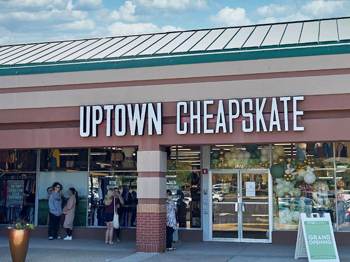 The storefront beckons like a siren song to bargain hunters. Uptown Cheapskate proves that "thrift" and "upscale" aren't mutually exclusive terms.