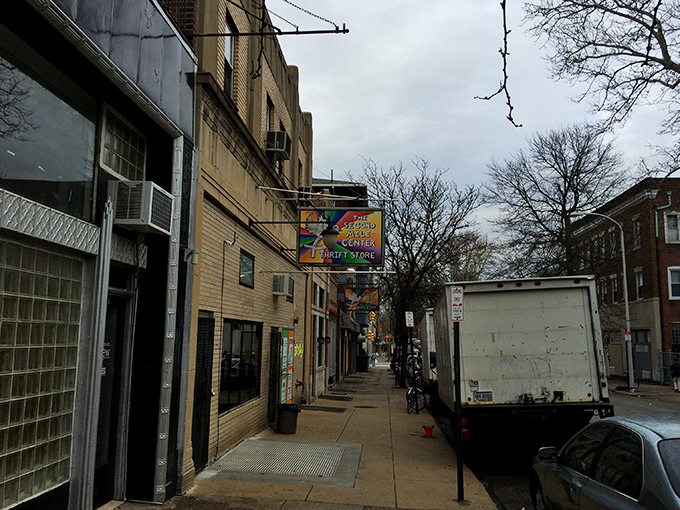 The unassuming storefront hides a treasure trove within, like finding the secret entrance to Narnia through a Philadelphia sidewalk.