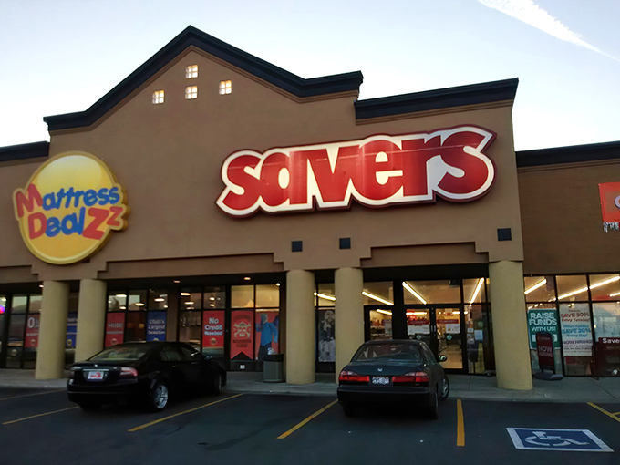 The unassuming exterior of Savers in Layton hides a treasure trove of secondhand wonders waiting just beyond those doors.