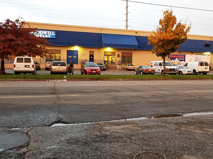 The unassuming exterior of Seattle's Goodwill Outlet belies the treasure trove within. Like a thrift store speakeasy, only the initiated know what awaits inside.