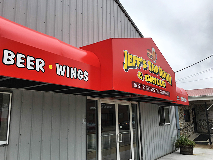 The bold red awning of Jeff's Taproom & Grille promises what every comfort food lover seeks: beer, wings, and the best burgers on Delmarva. No false advertising here.