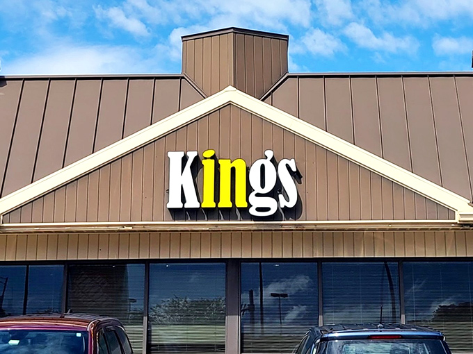 Large "Kings" sign outside King's proves some exterior never go out of style.