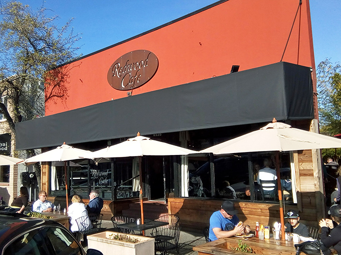 The bright orange facade of Redwood Cafe stands out in Cotati like a culinary lighthouse, beckoning hungry travelers with promises of comfort food paradise.