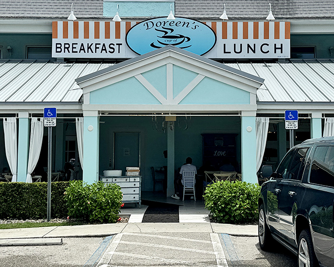 The turquoise beacon of breakfast bliss beckons from Marco Island's dining landscape, promising morning salvation for hungry souls.